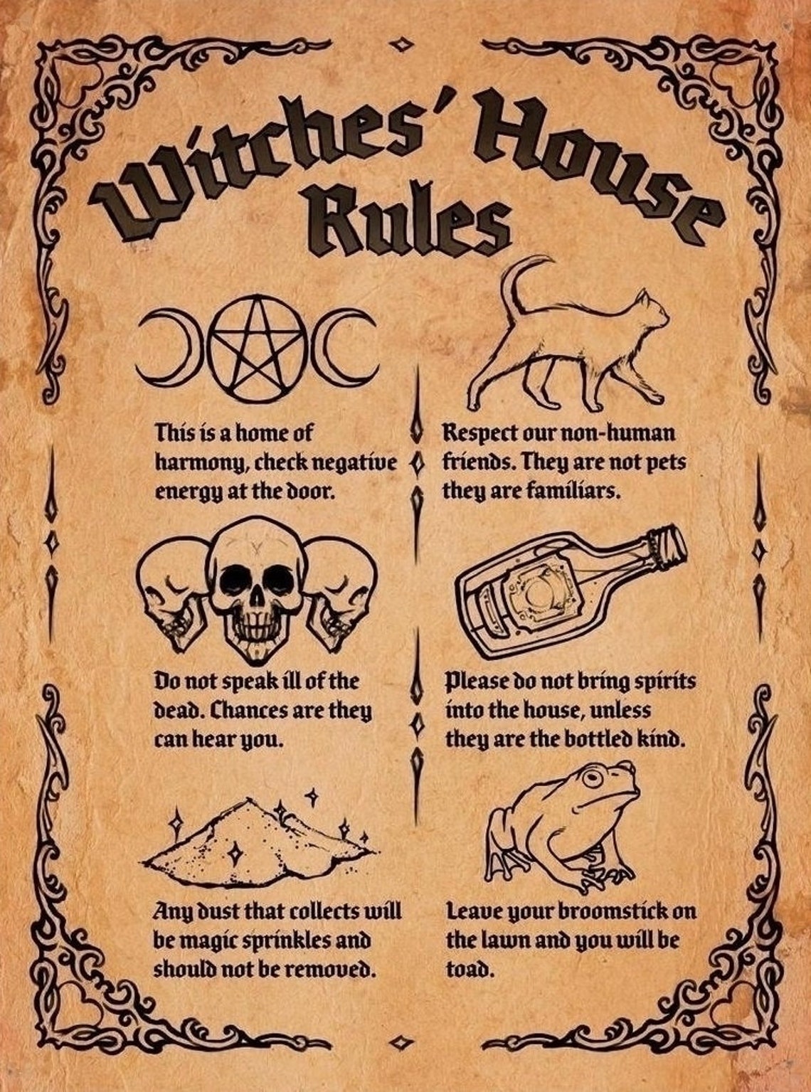 Vintage Witches House Rules AI Created Wicca Witch Design - Digital ...