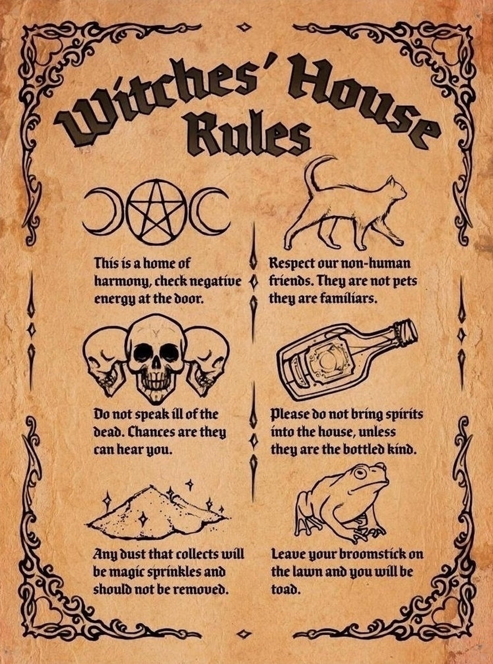 Vintage Witches House Rules AI Created Wicca Witch Design Digital ...