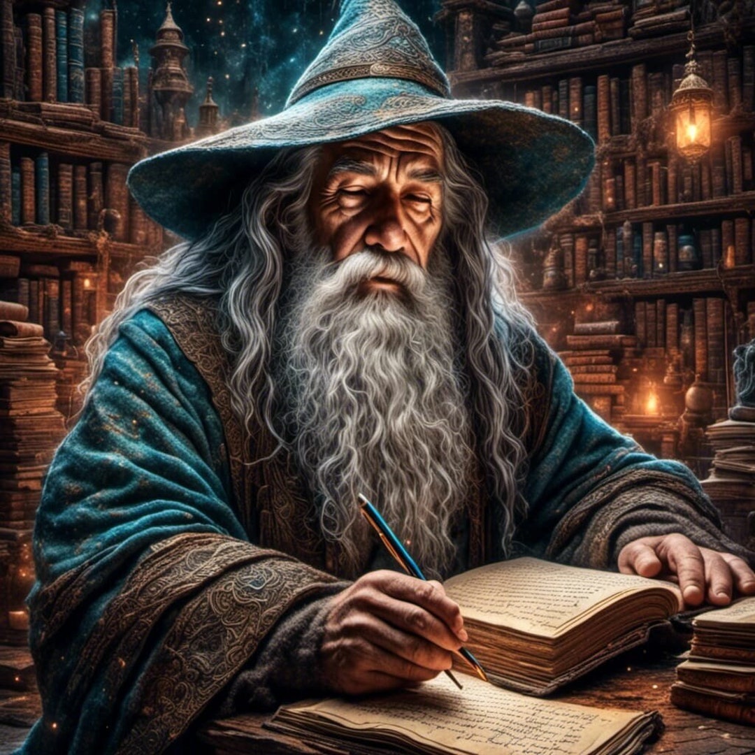 LOR Old Wizard With Books in Library - Digital Download Art Print PLUS ...