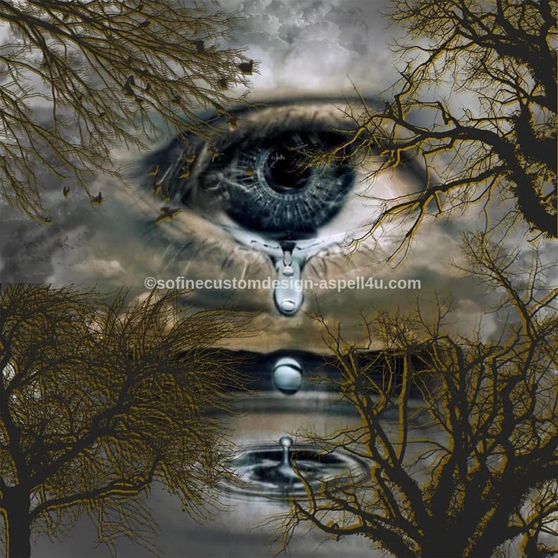 Tears Falling Down Eye in Forest Over Water AI Created One of a Kind ...