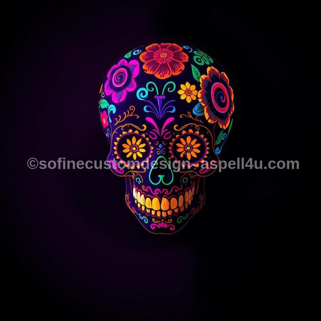 Sugar Skull Transparent Background AI Created One of a Kind Digital ...