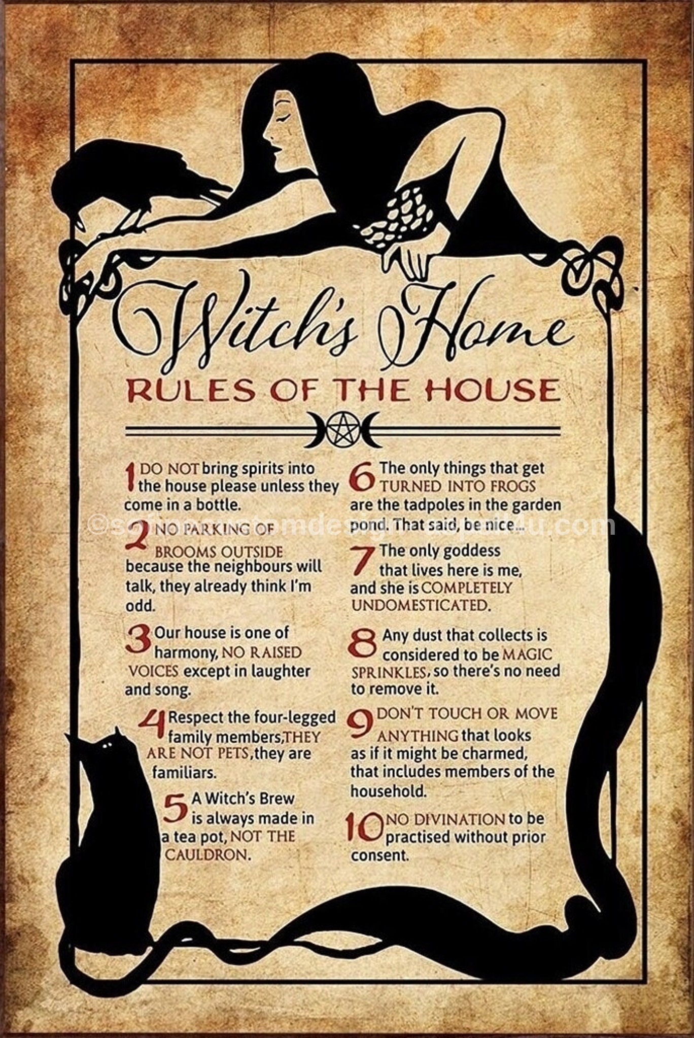 Rules of the House Wicca Coven Art Display Digital Download Poster ...