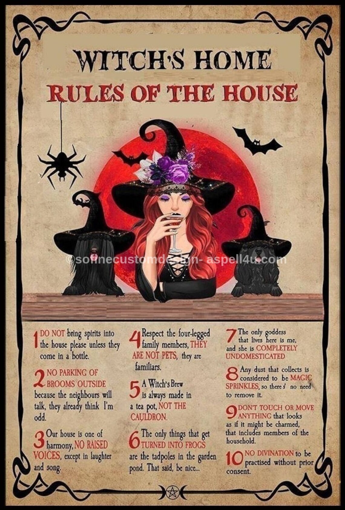 Rules of the House Wicca Coven Art Digital Download Poster, Canvas ...