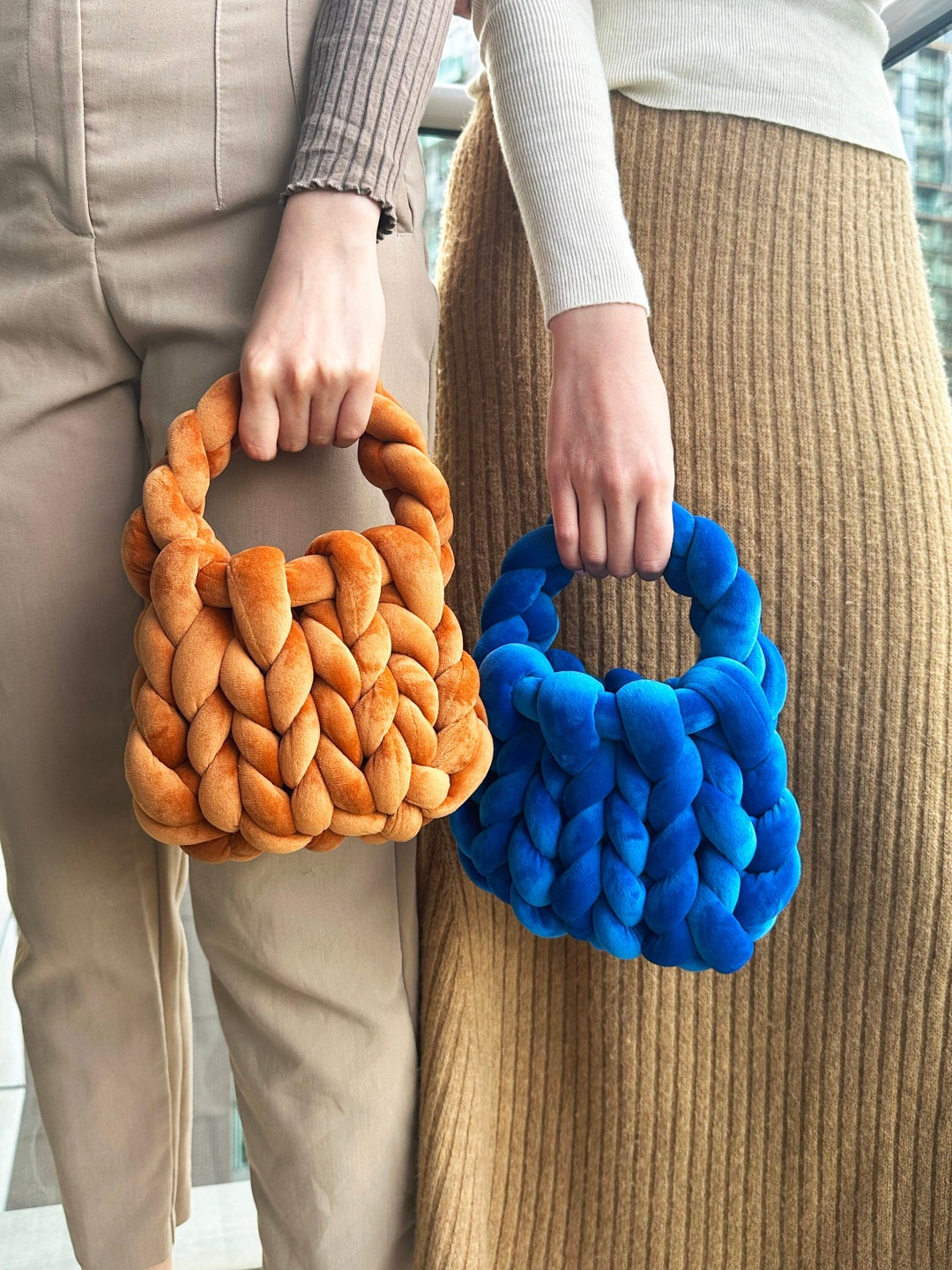 Handmade Mini Velvet Knitted Bag - Etsy
