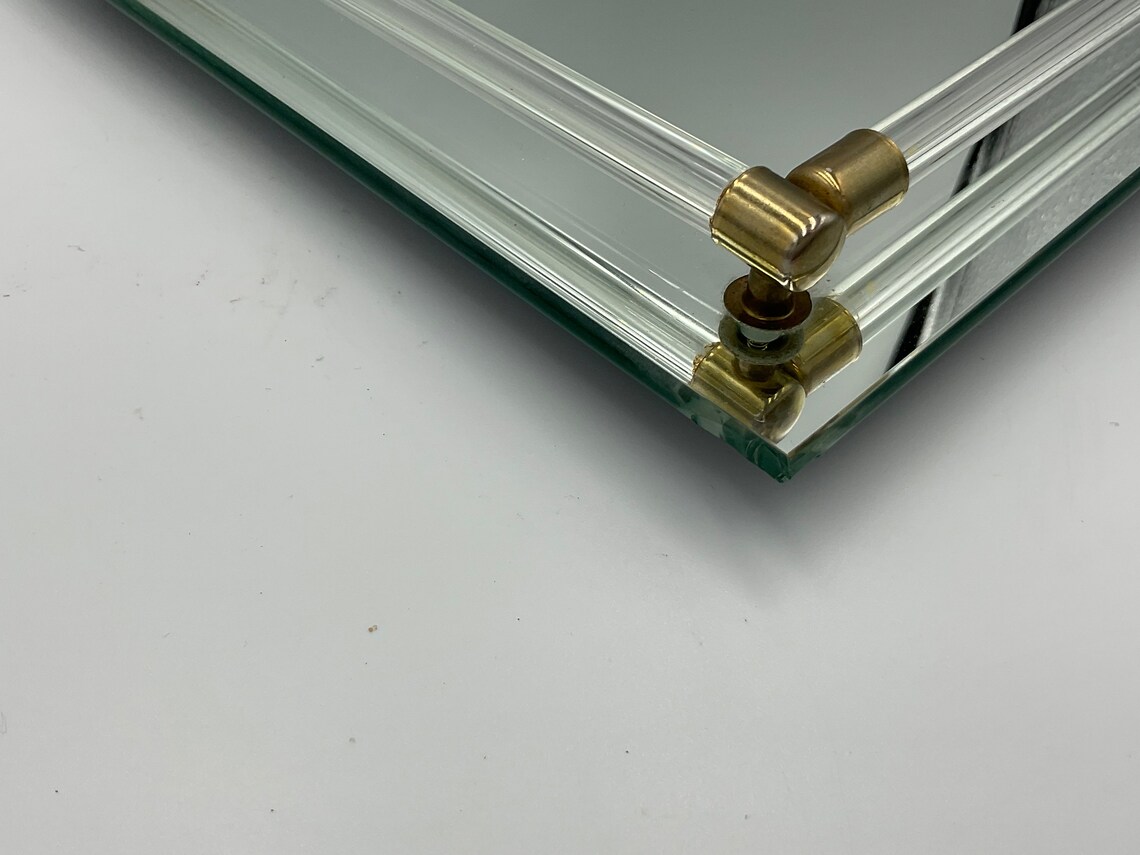 Vintage Mirrored Glass Glass Rod Vanity Tray Perfume/vanity Organizer ...