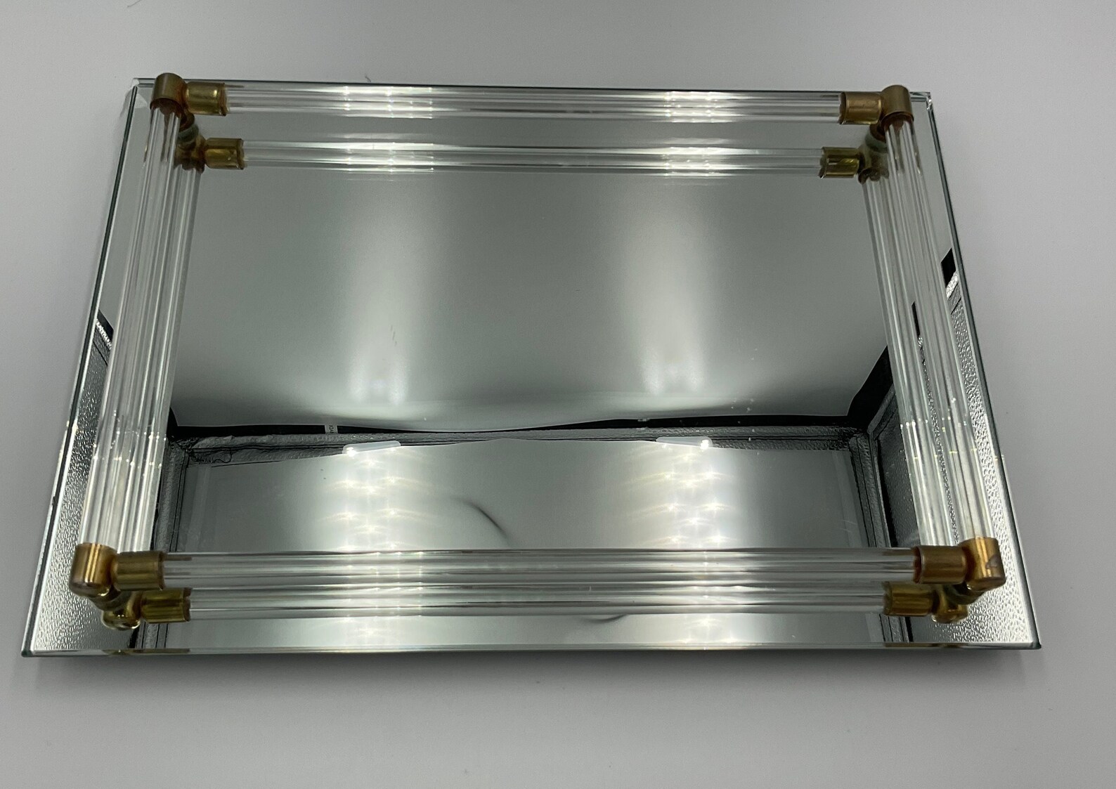 Vintage Mirrored Glass Glass Rod Vanity Tray Perfume/vanity Organizer ...