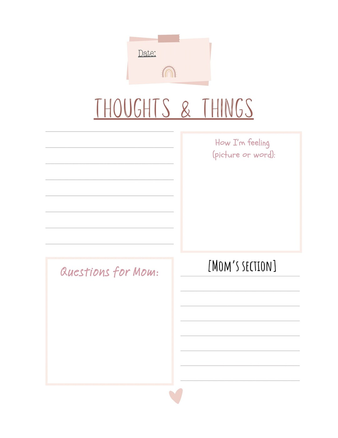 Mom Kids Shared Journal Parent Daughter Teen Journal Notebook Template ...