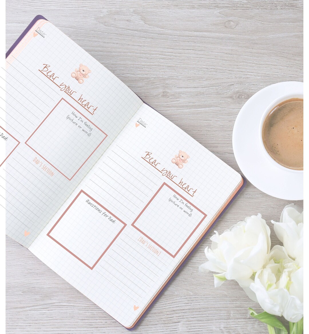 Dad Kids Shared Journal Bear Parent Daughter Teen Journal Notebook ...