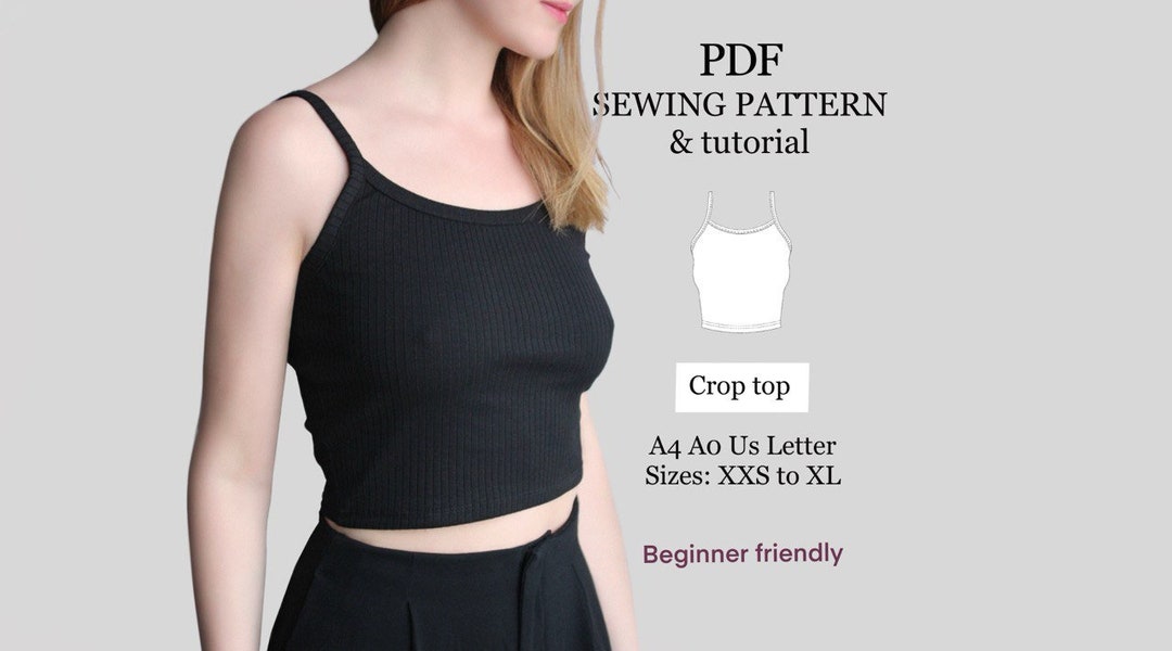 Easy Cami Crop Top PDF Sewing Pattern , XXS_XL , Women Summer Top ...