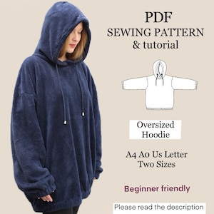 Oversized Dudi Hoodie PDF Sewing Pattern , Oversized Sweatshirt Pattern ...