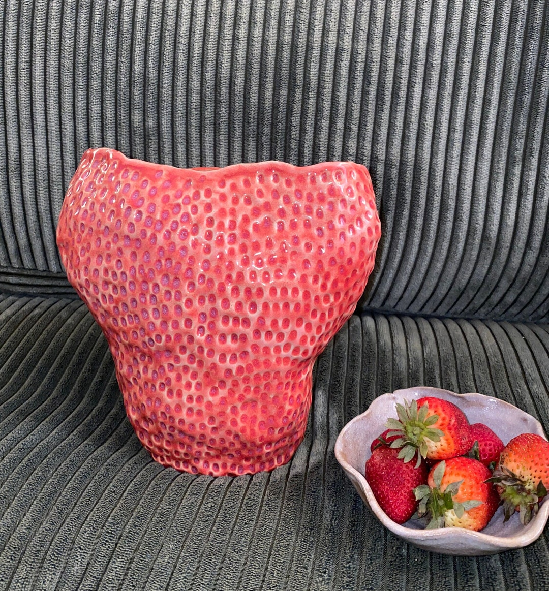 Ceramic Strawberry Vase - Etsy