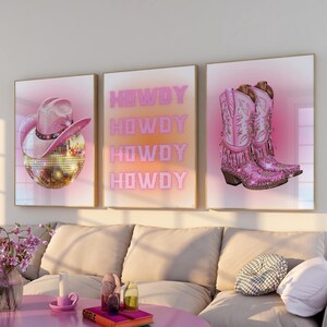 Disco Cowgirl, Rodeo Disco Cowgirl Poster, Pink Cowboy Boots, Girly ...