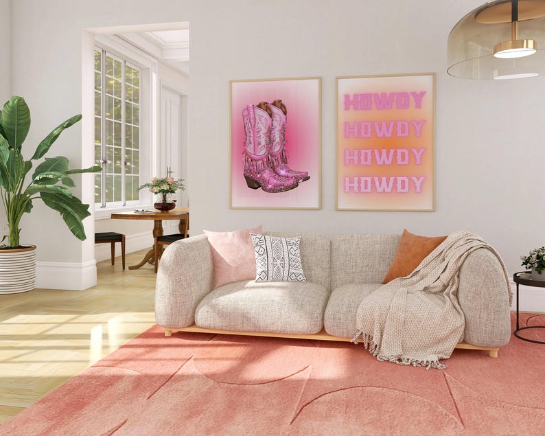 Disco Cowgirl, Rodeo Disco Cowgirl Poster, Pink Cowboy Boots, Girly ...