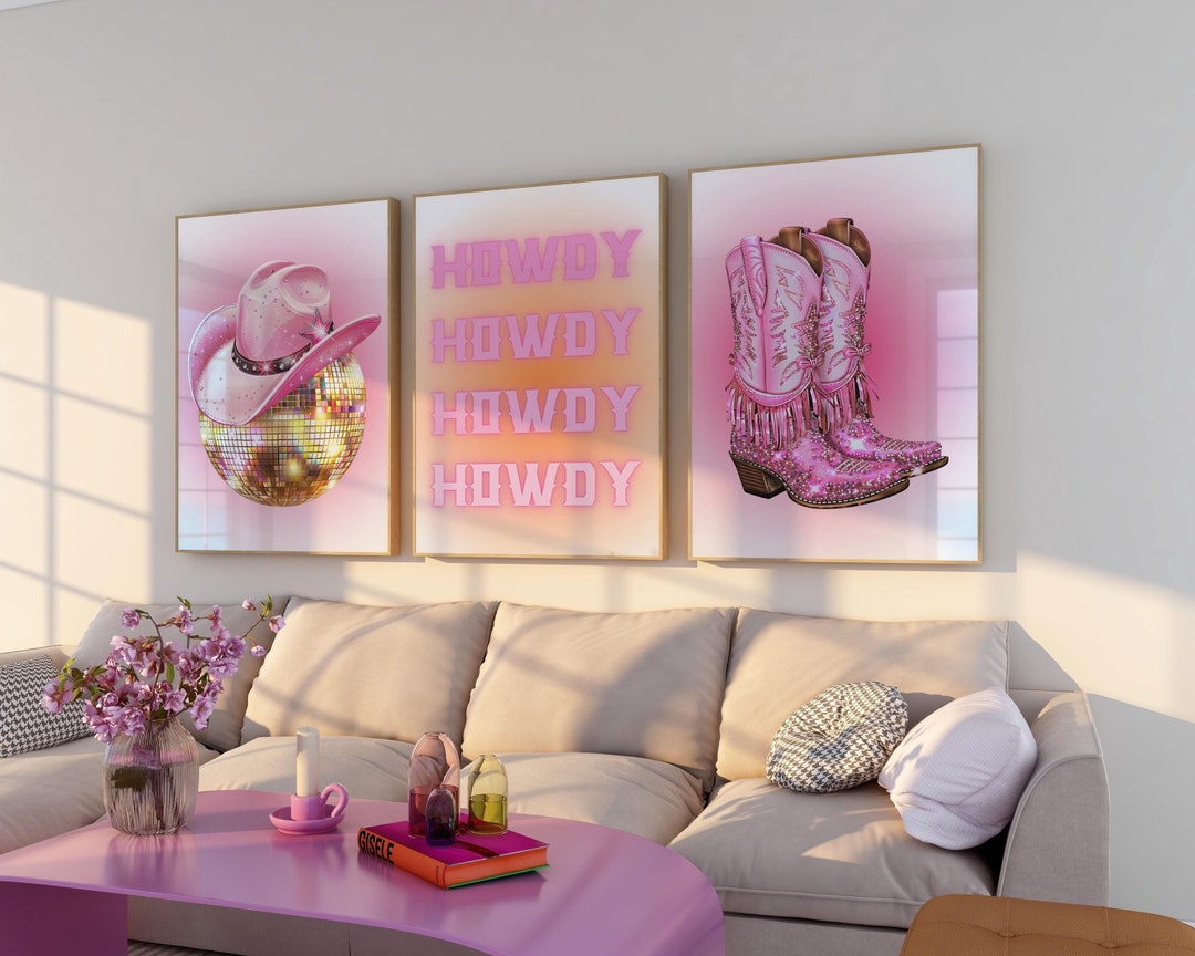 Disco Cowgirl, Rodeo Disco Cowgirl Poster, Pink Cowboy Boots, Girly ...