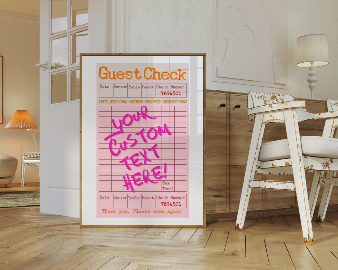 Trendy Custom Quote Guest Check Print, Personalized Quote Guest Check ...
