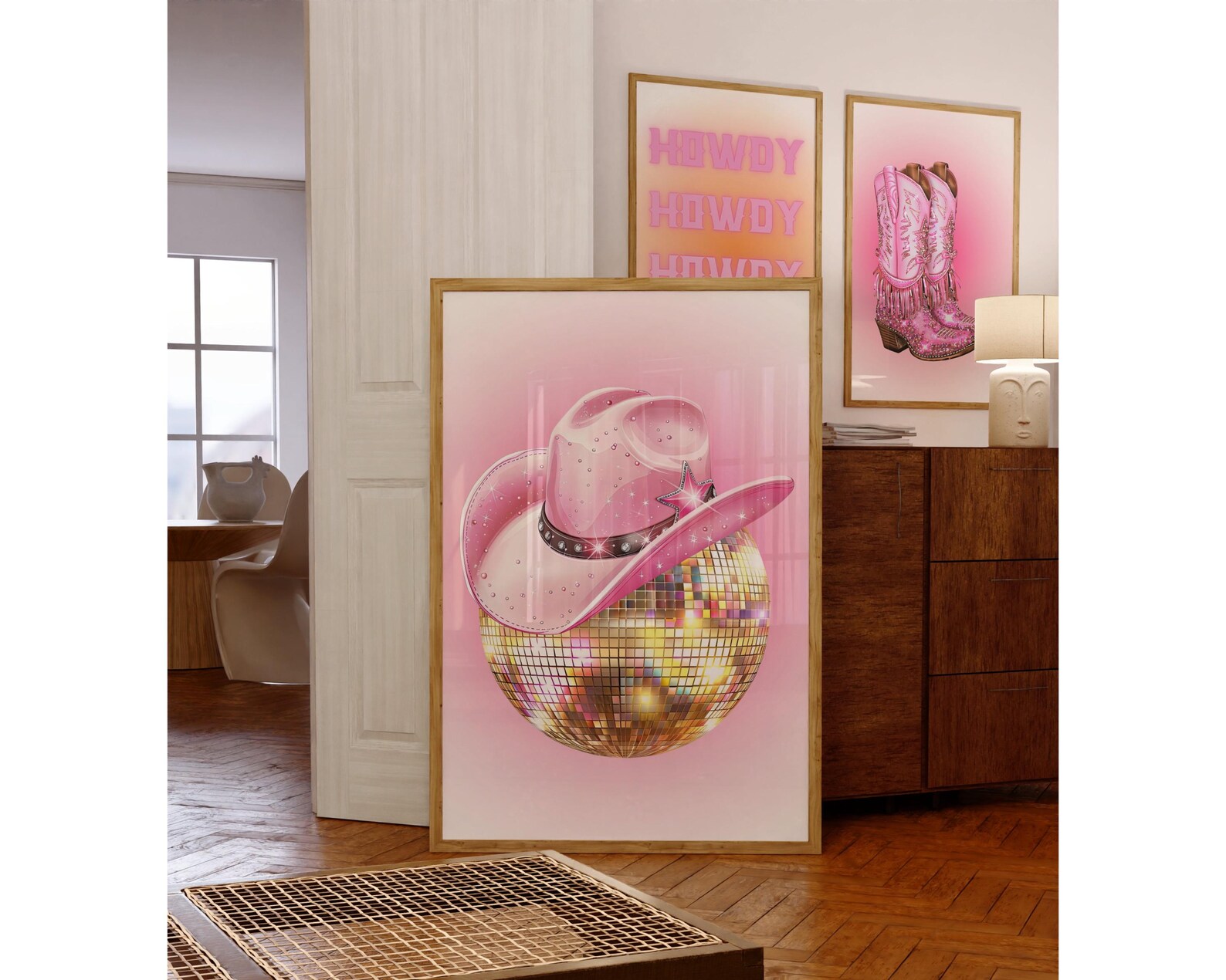 Disco Cowgirl, Rodeo Disco Cowgirl Poster, Pink Cowboy Boots, Girly ...