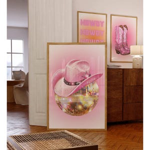 Disco Cowgirl, Rodeo Disco Cowgirl Poster, Pink Cowboy Boots, Girly ...