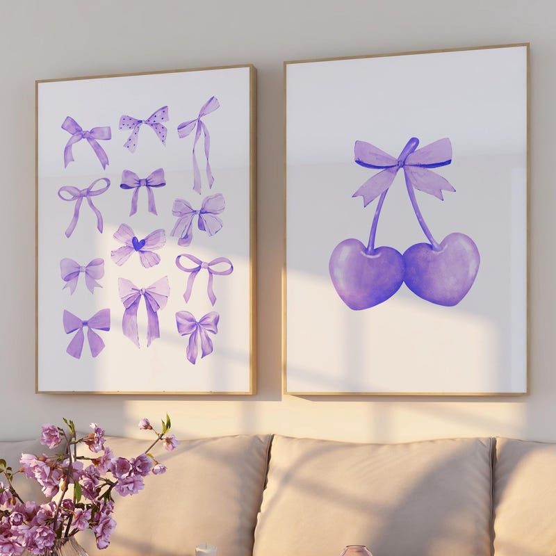 Purple Cherry Print - Etsy