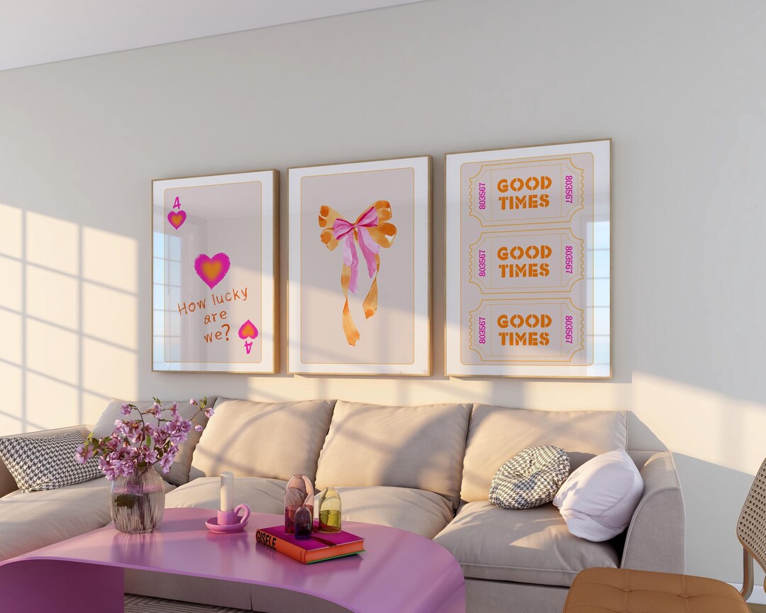Trendy Pink Bows Poster, Coquette Bows Poster Set, How Lucky Are We ...