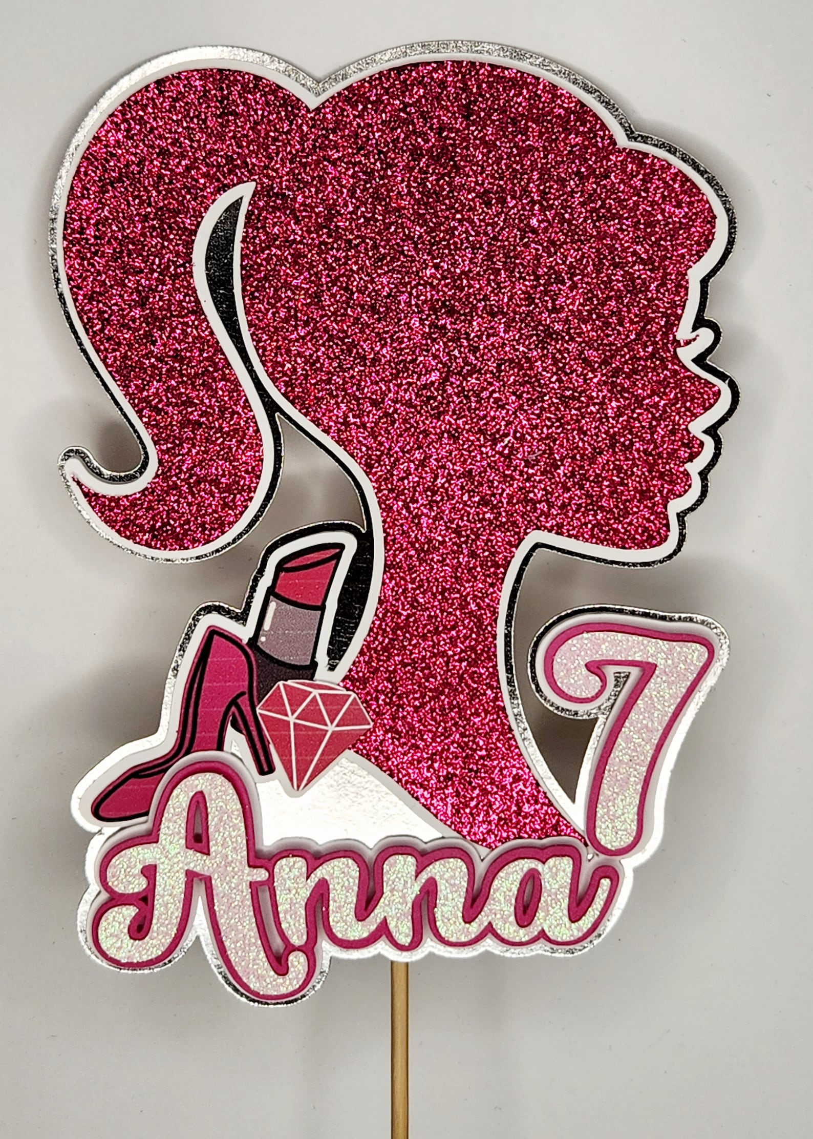 Girly Cake Topper Pink Doll Topper Makeup Birthday Decoration High ...
