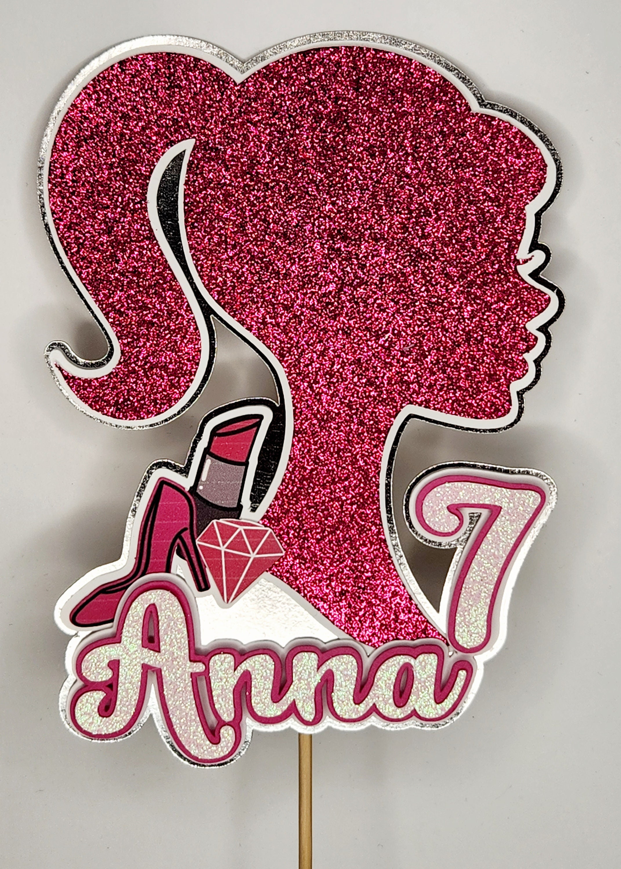 Girly Cake Topper Pink Doll Topper Makeup Birthday Decoration High ...