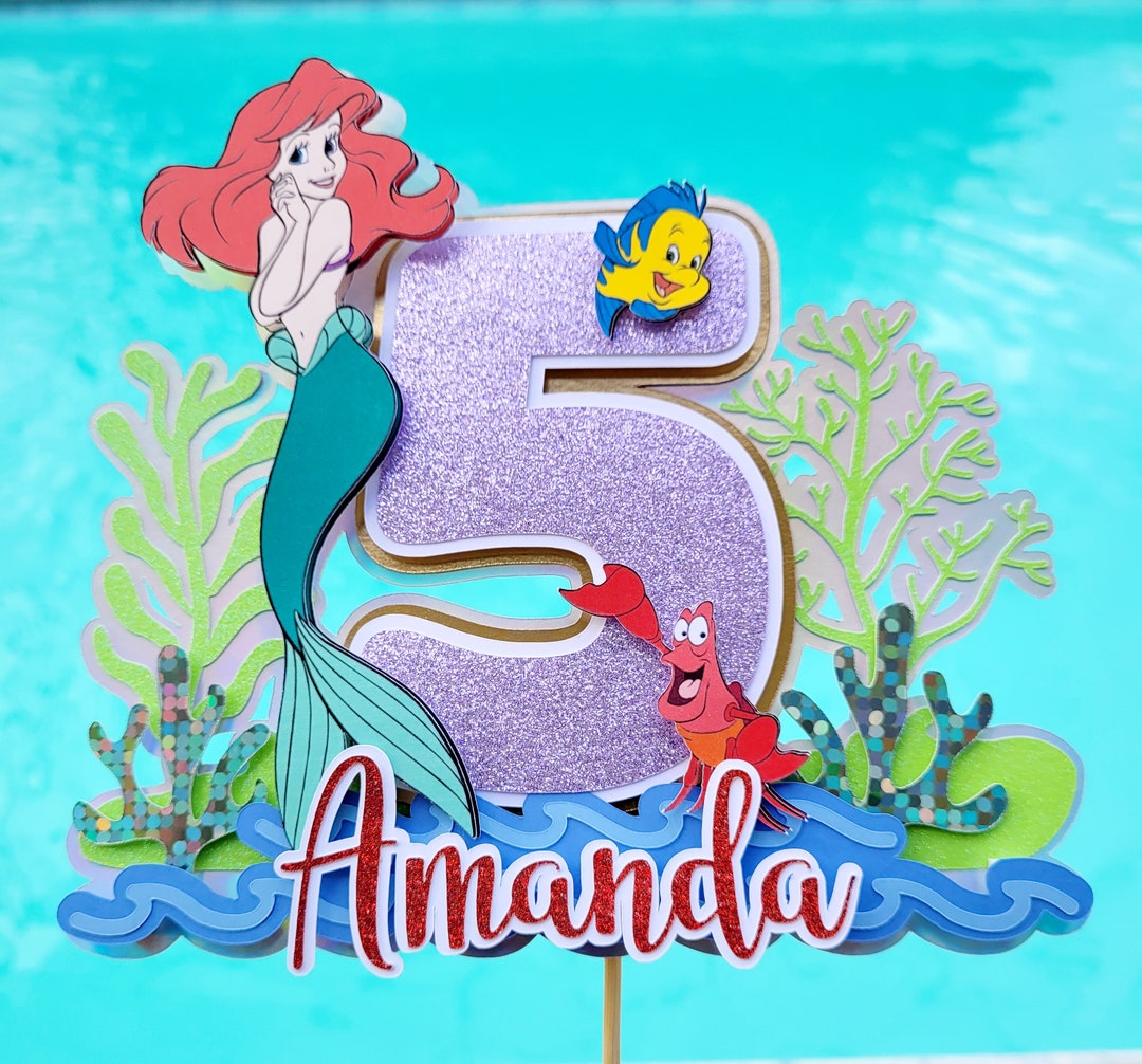 Little Mermaid Cake Topper Ariel Inspired Cake Disney Cake Topper Under ...