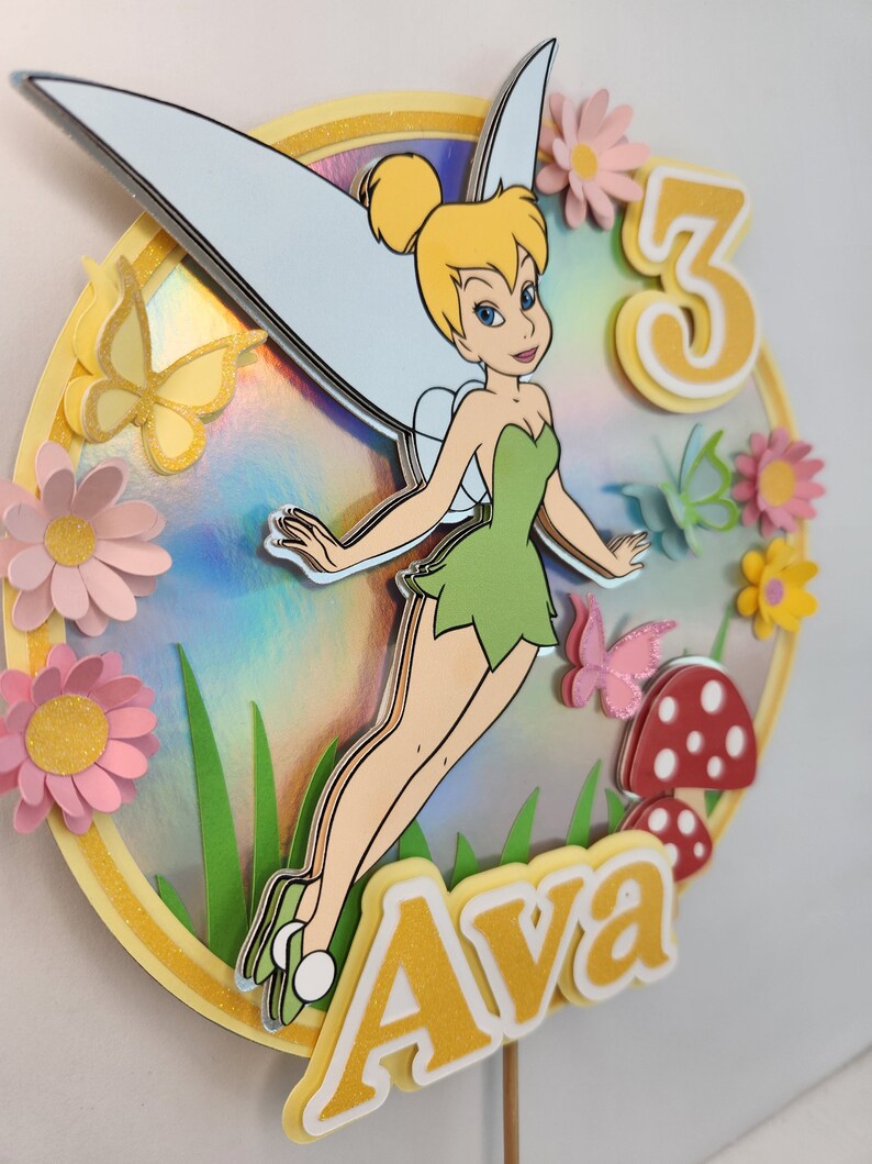 Fairy Cake Topper Tinkerbell Inspired Cake Disney Cake Topper Personalized Cake Topper Meadow ...
