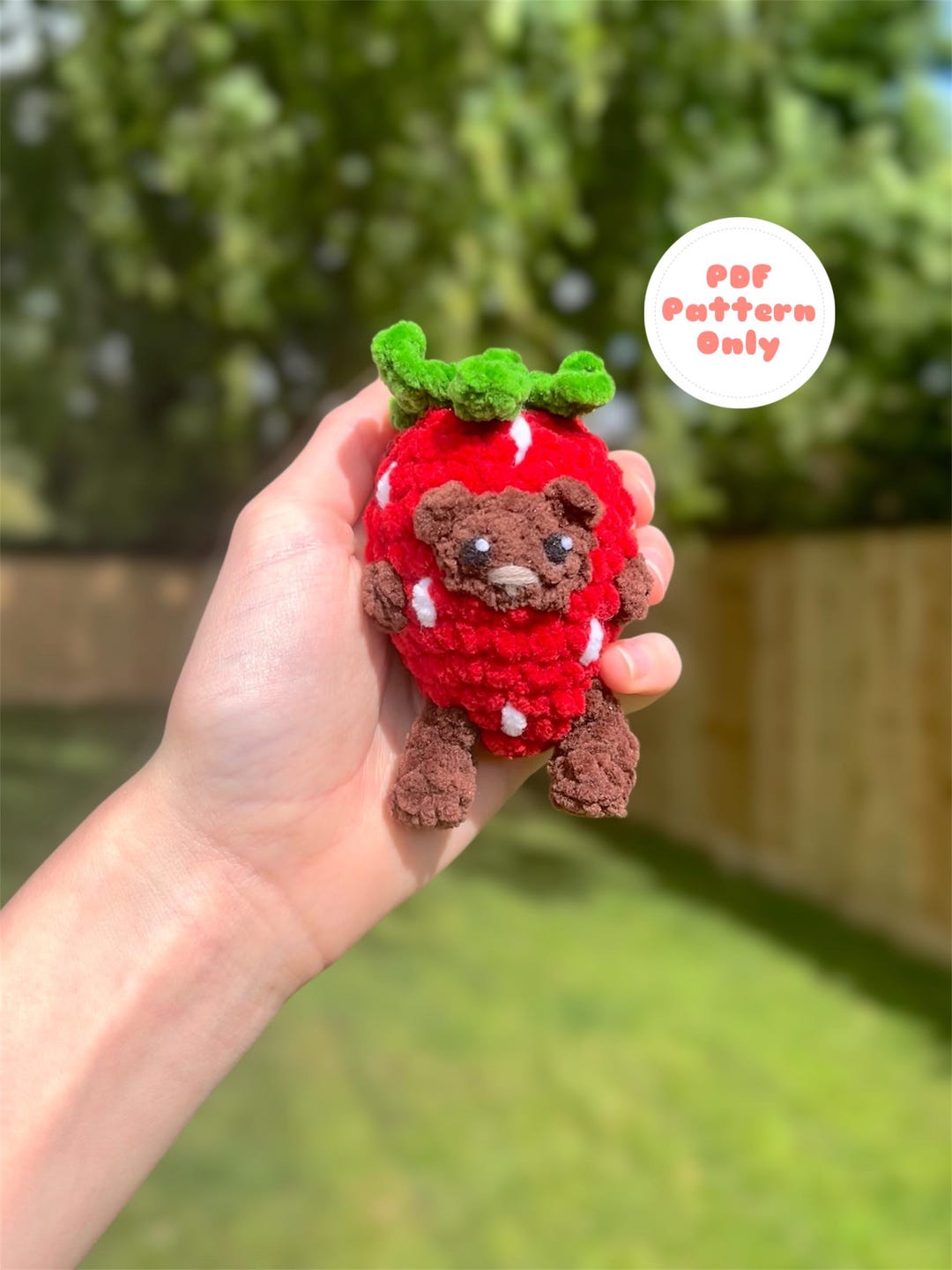 Crochet Straw-beary Pattern: Amigurumi Strawberry Bear, Keyring Plushie ...