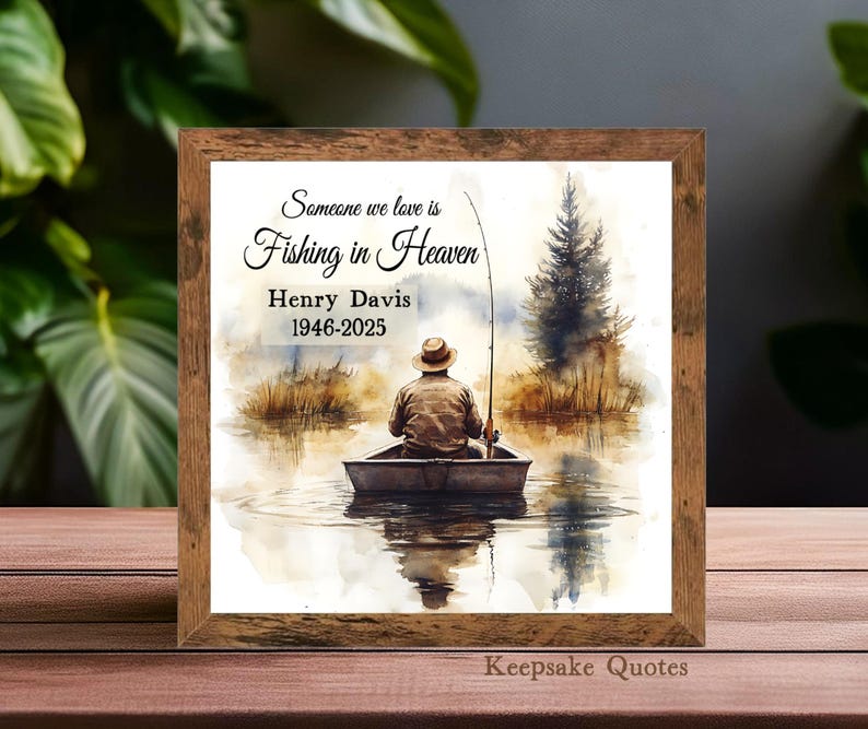 Personalized Fishing Memorial Gift, Loss of Father, Grandfather ...