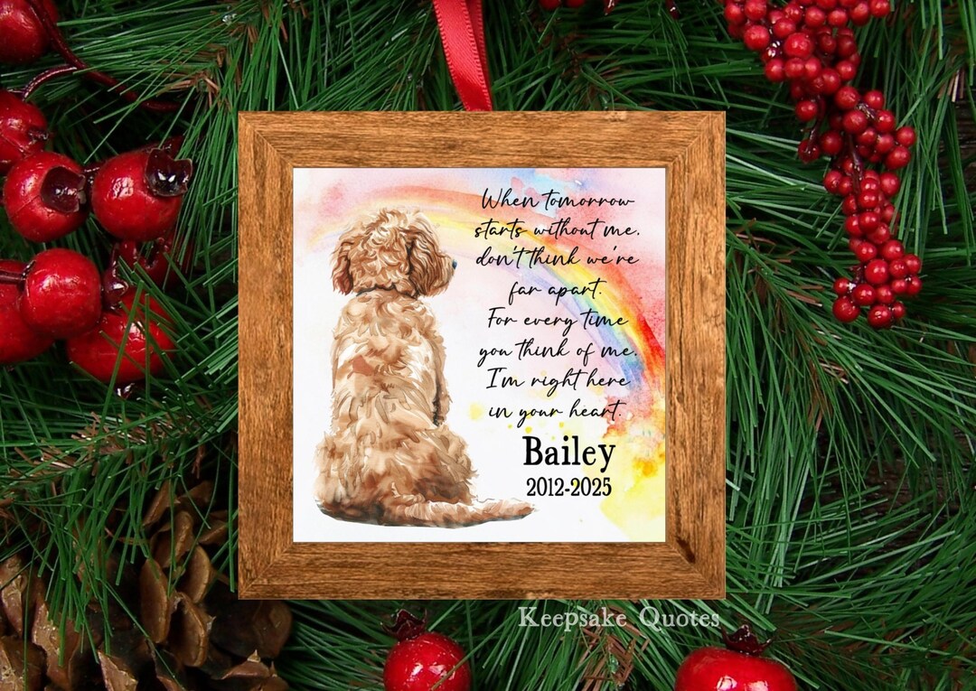 Personalized Labradoodle Memorial Christmas Ornament, Rainbow Bridge ...