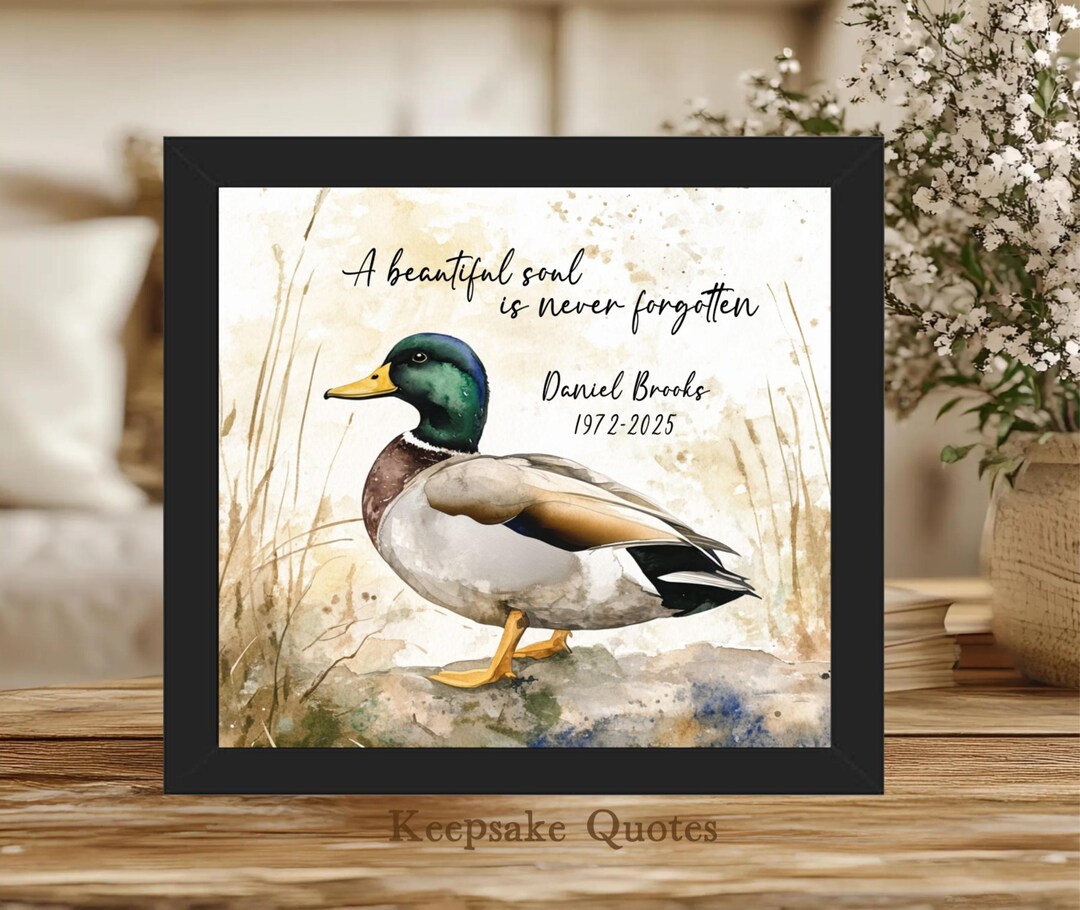 Mallard Duck Painting Watercolor Art Print Framed Personalized Memorial ...