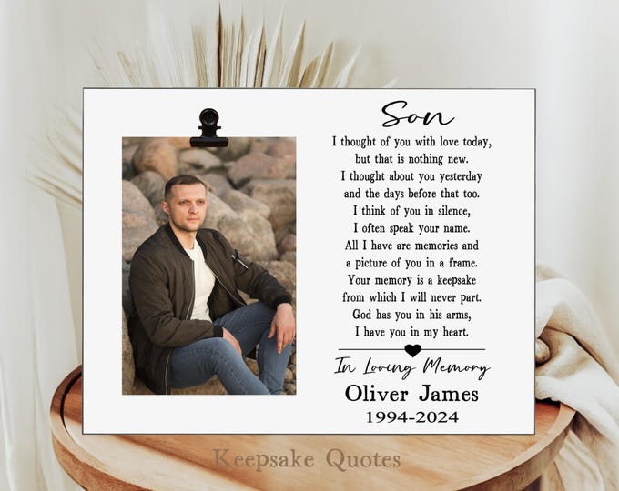Loss of Son Photo Frame, Son Memorial Frame, Memorial Gift for Loss of ...