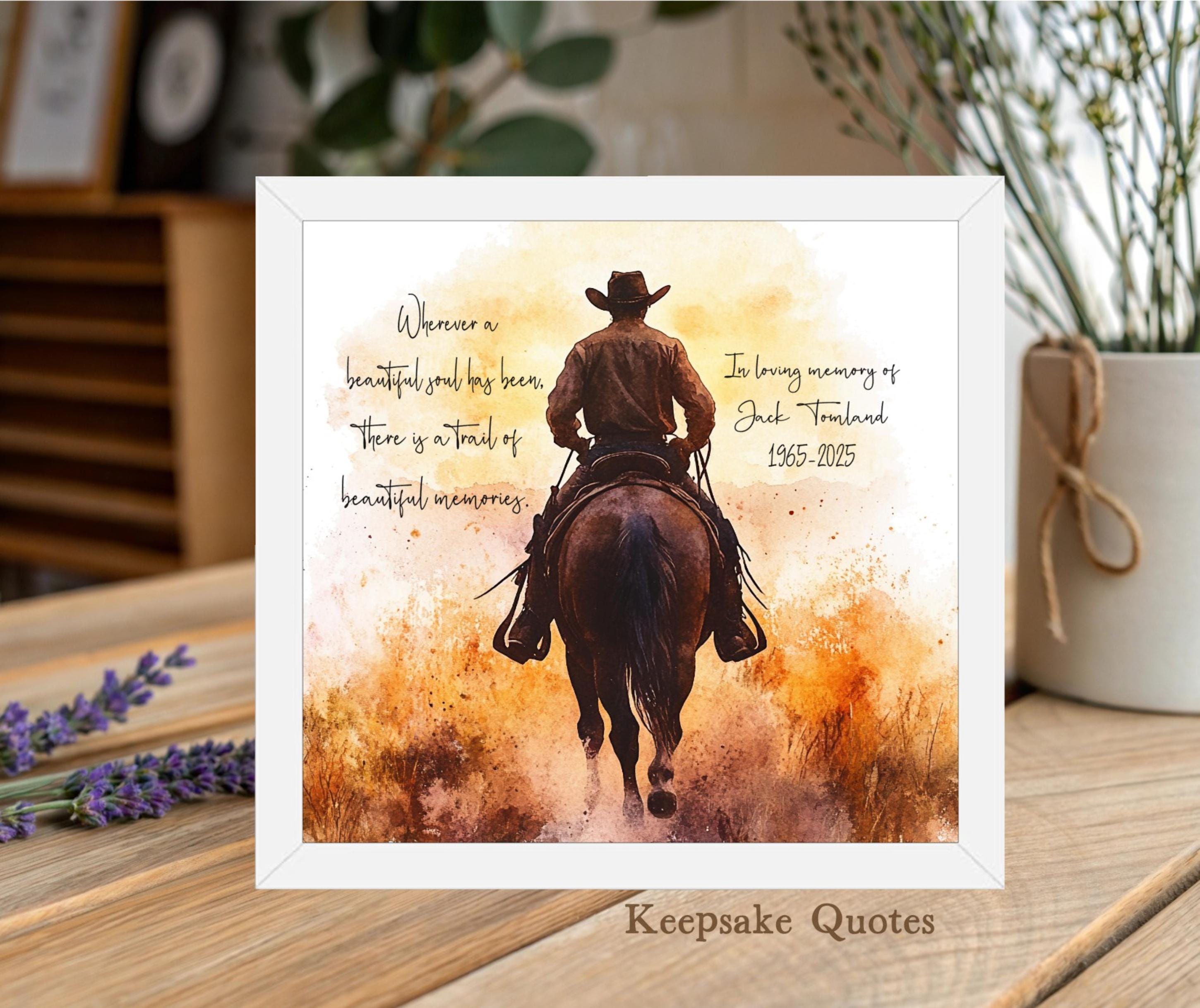 Personalized Cowboy Memorial Gift Sympathy Remembrance Keepsake ...