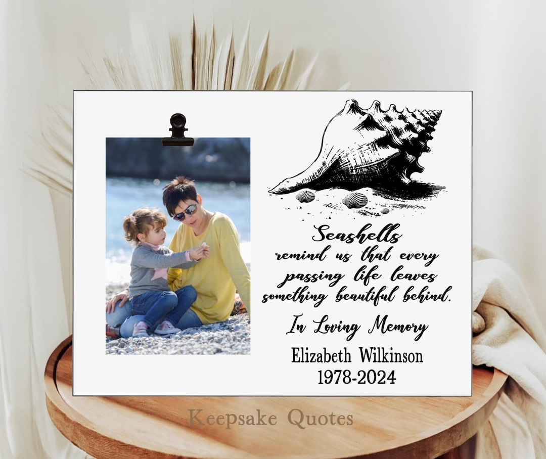 Beach Memorial Gift Engraved Seashells Memorial Picture Frame Keepsake ...