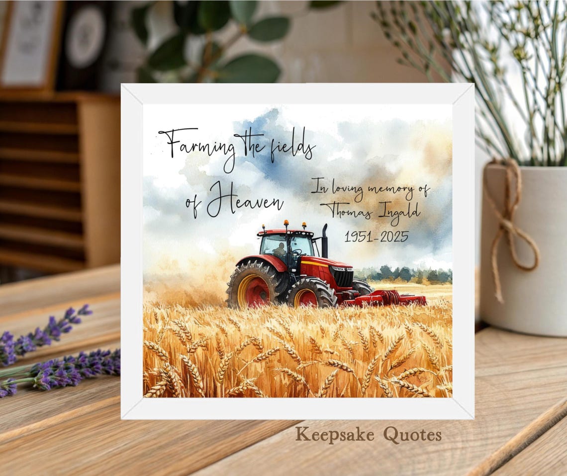Personalized Farmer Memorial Gift, Family Loss Sympathy, Farm Tractor ...