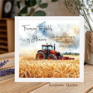 Personalized Farmer Memorial Gift, Family Loss Sympathy, Farm Tractor ...