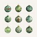 Green Christmas Baubles Clipart, Watercolor Style, Festive Clip Art ...