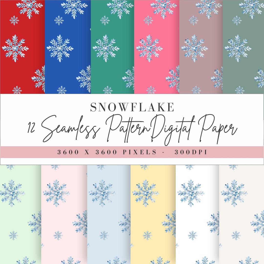 Snowflake Digital Paper, Commercial Use PNG, Snow Flake Winter Design ...