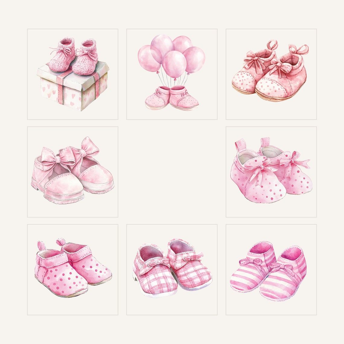 Pink Baby Booties Clipart, Watercolor Style, Transparent Background ...
