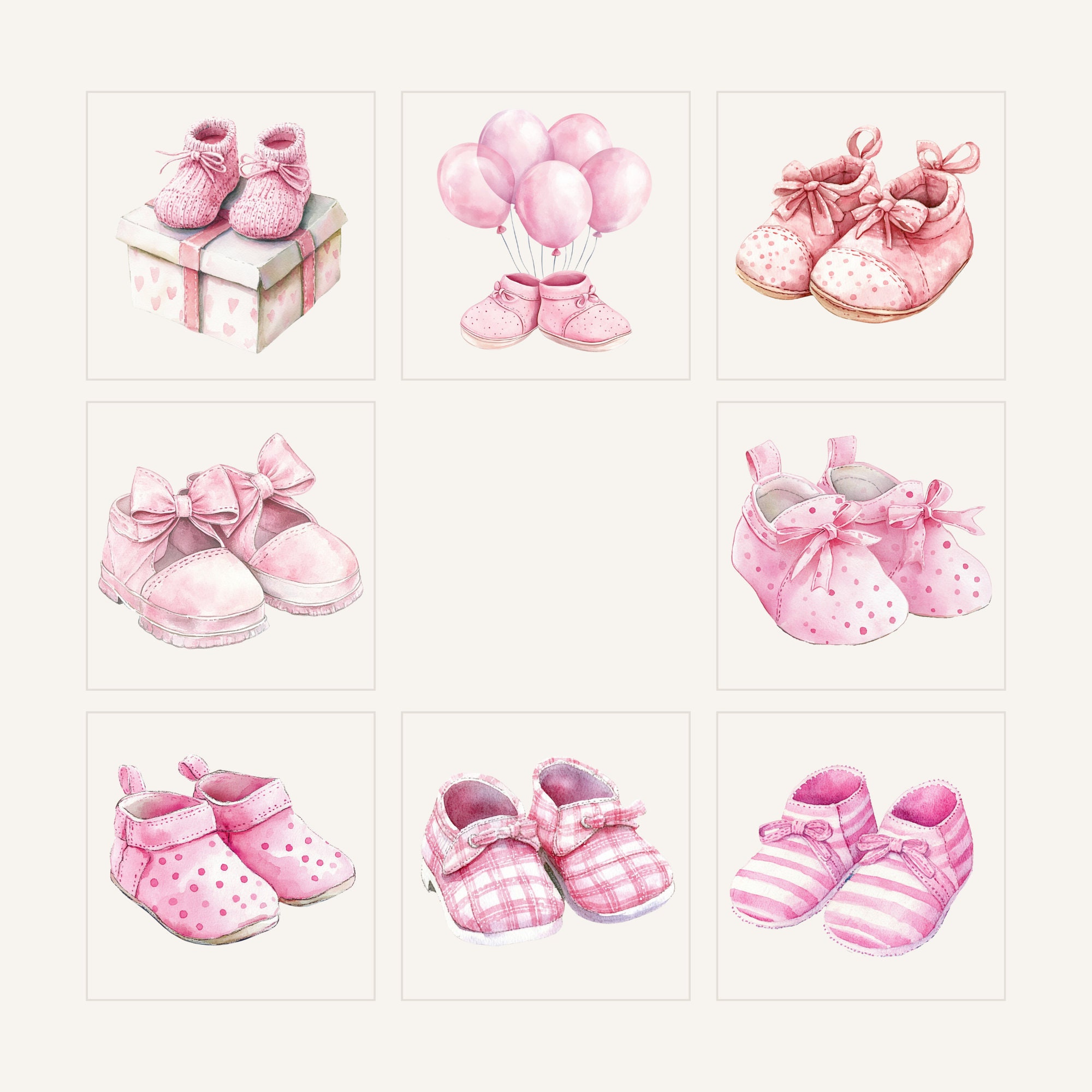 Pink Baby Booties Clipart, Watercolor Style, Transparent Background ...