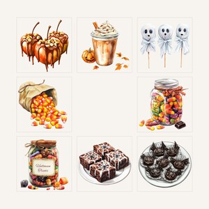 Halloween Treats Clipart, Watercolor Style, Transparent Background ...