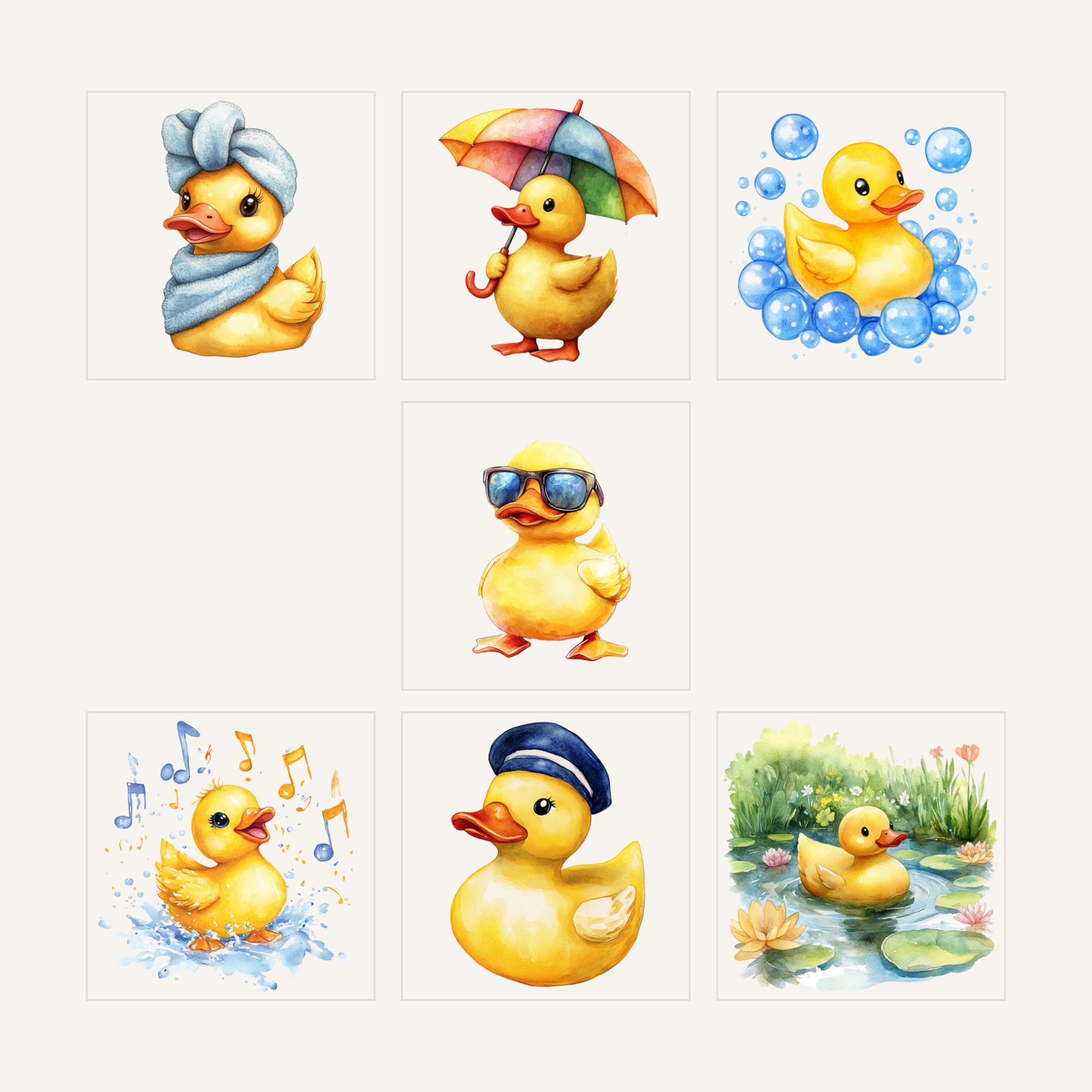 Rubber Duck Clipart, Watercolor Style, Transparent Background ...