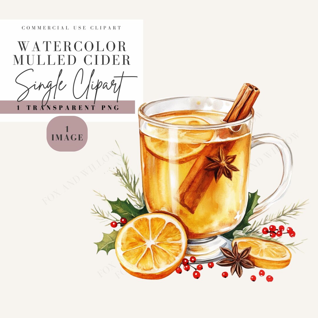 Mulled Cider Clipart, Hot Drink Clip Art, Christmas Design, Cinnamon ...