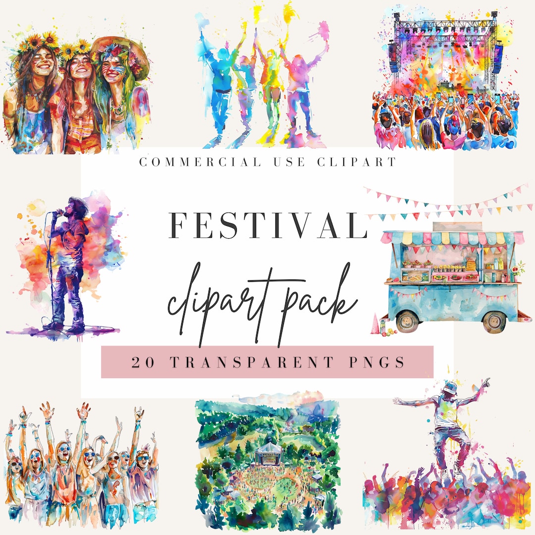 Festival Watercolor Clipart, Transparent Background, Commercial Use PNG ...