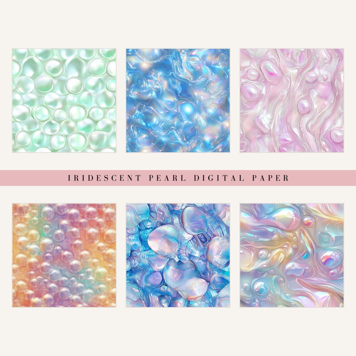 Iridescent Pearl Digital Paper, Pearlescent Style, Commercial Use PNG ...