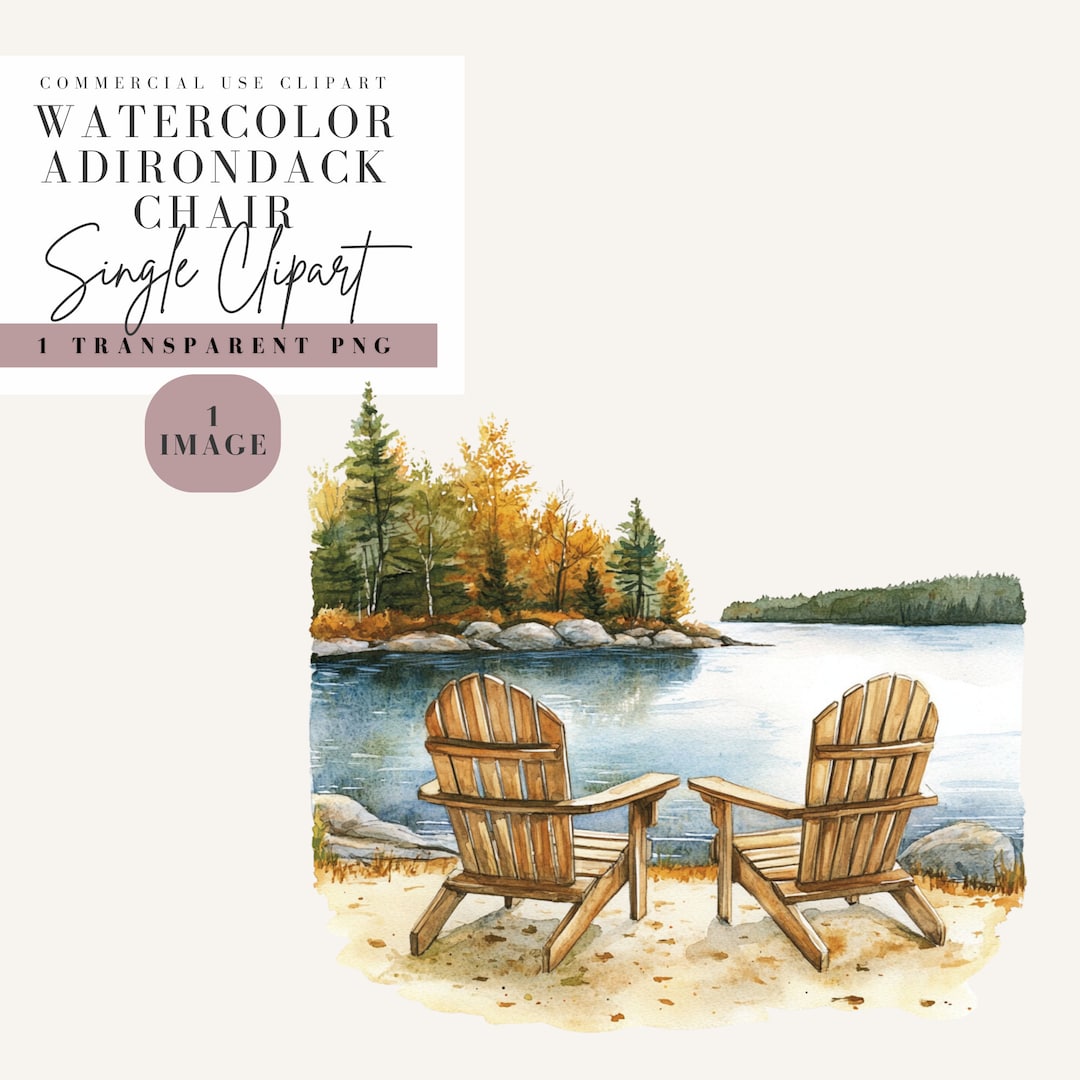 Adirondack Chair Clipart, Watercolor Style, Transparent Background ...