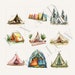Camping Clipart, Watercolor Clip Art, Transparent Commercial Use PNG ...