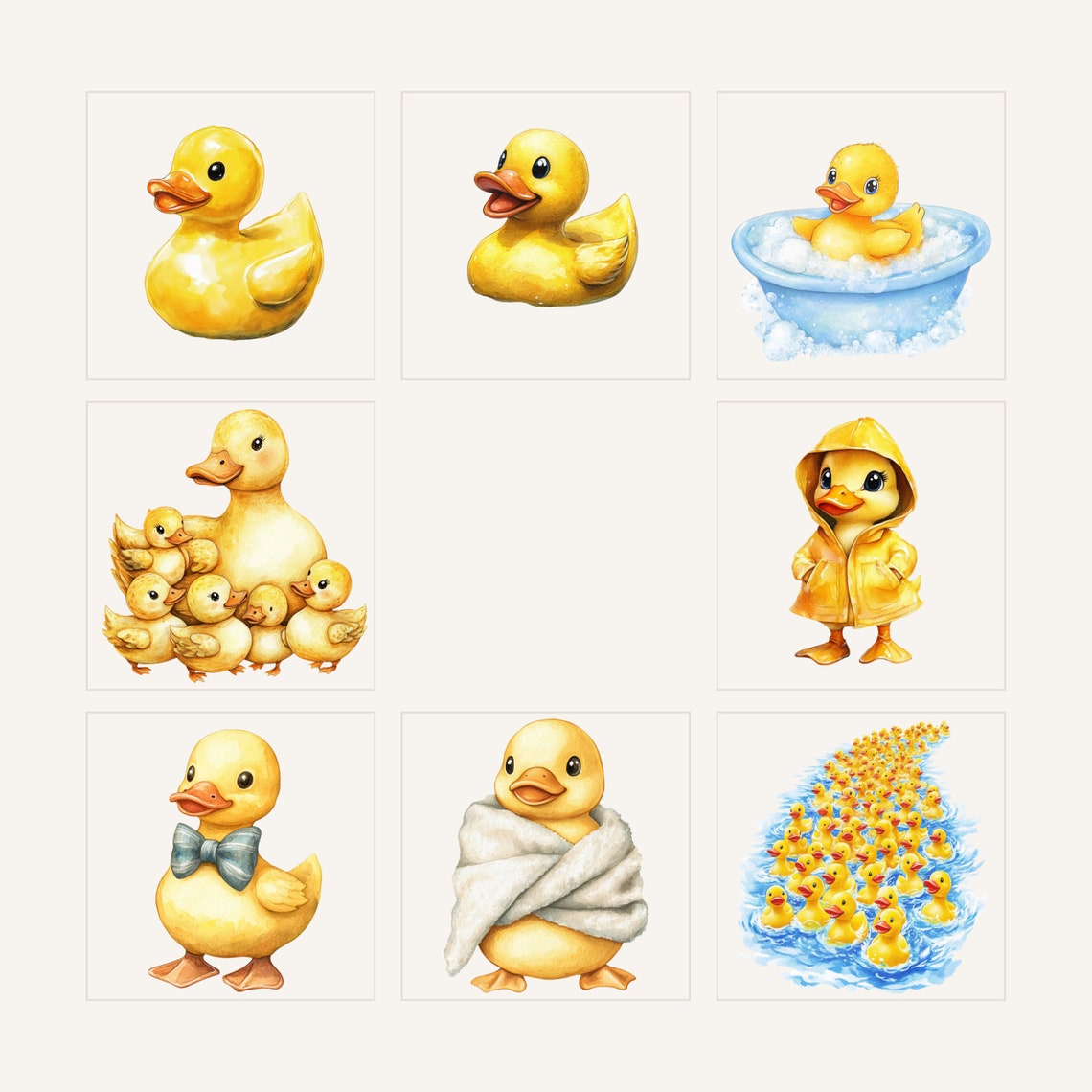 Rubber Duck Clipart, Watercolor Style, Transparent Background ...
