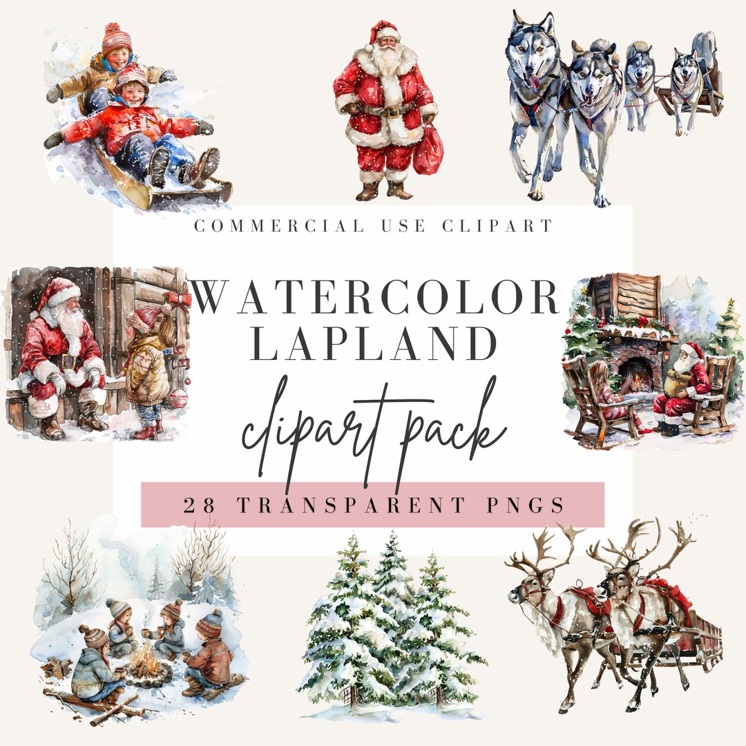 Lapland Watercolor Clipart, Transparent Commercial Use PNG, North Pole ...