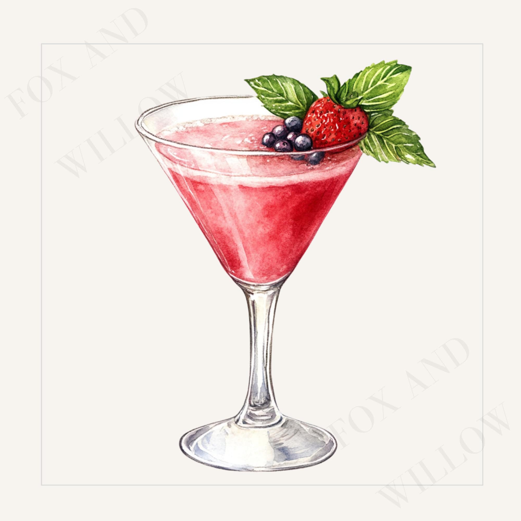 French Martini Clipart, Watercolor Style, Transparent Background ...